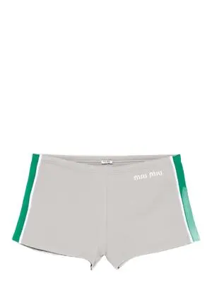 Miu Miu Nylon Shorts With Trim Detail - Grey