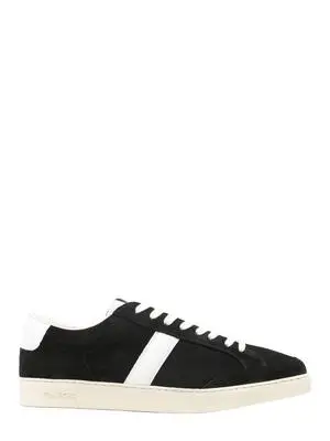 TOM FORD Lace-up Leather Sneakers With Stripe Detail - Black