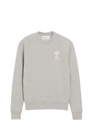 AMI Paris De Coeur Cotton Sweatshirt - Grey