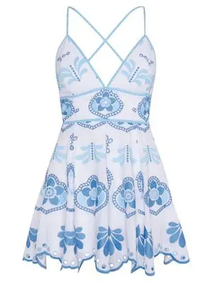 Charo Ruiz Ibiza Embroidered Mini Dress - Blue