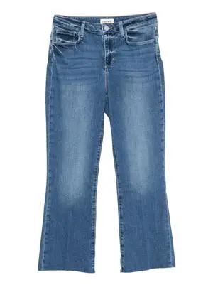 L'Agence Cropped Denim Jeans With Raw Edge Hem - Blue