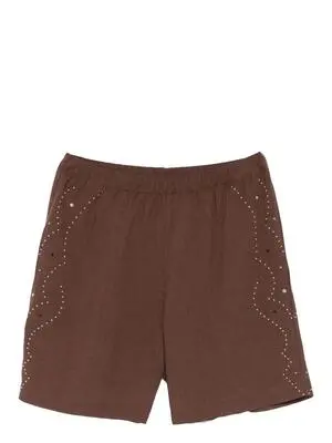 VENUJA Embellished Beach Shorts - Brown