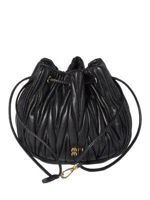 Miu Miu Matelassé Leather Mini Bag - Black