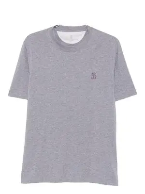 Brunello Cucinelli Logo Cotton T-shirt - Grey