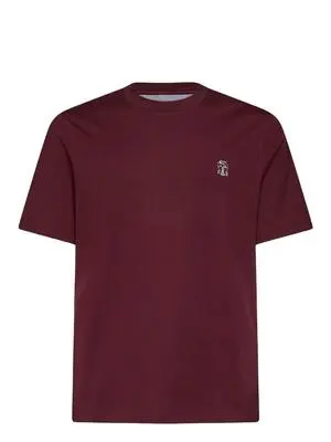 Brunello Cucinelli Logo Cotton T-shirt - Red