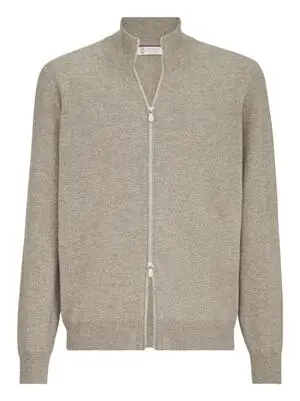 Brunello Cucinelli Cashmere Zipped Cardigan - Grey