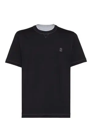 Brunello Cucinelli Logo Cotton T-shirt - Black
