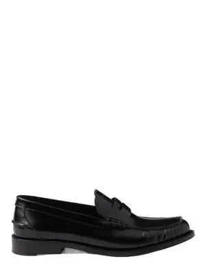 Prada Leather Loafers With Rope Detail And Logo - Black