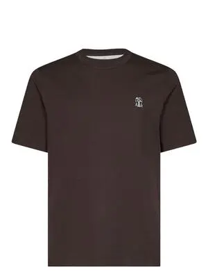 Brunello Cucinelli Logo Cotton T-shirt - Brown