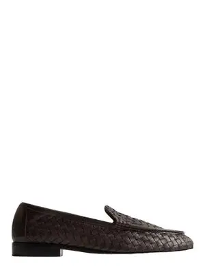 Bottega Veneta Silenzio Woven Loafers - Brown