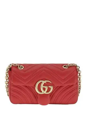 Gucci Gg Marmont Small Leather Shoulder Bag - Red