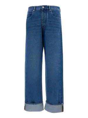 Bottega Veneta Wide Leg Turn-up Hem Jeans - Blue