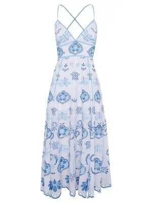 Charo Ruiz Ibiza Gardea Embroidered Maxi Dress - Blue
