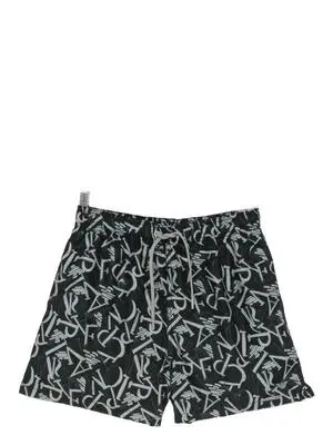 Emporio Armani All-over Logo Print Swim Shorts - Black