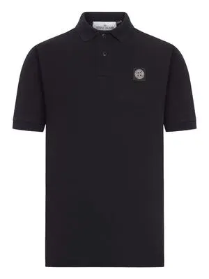 Stone Island Logo Polo Shirt - Black