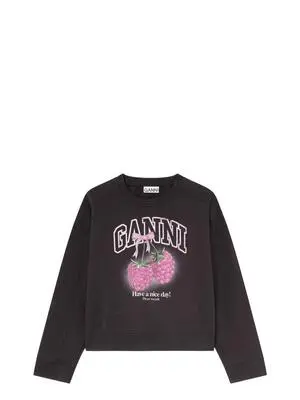 GANNI Graphic Cotton Sweatshirt - Black