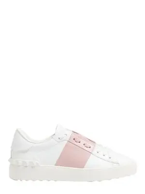 Valentino Garavani Open Leather Sneakers With Stud Detailing - Pink
