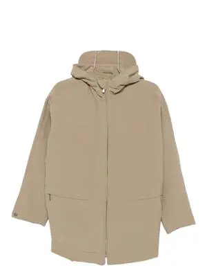 Emporio Armani Cotton Blend Blouson Jacket With Hood - Beige