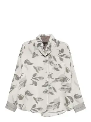 Emporio Armani Printed Linen Shirt - Grey