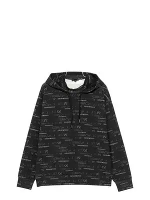 Emporio Armani Printed Cotton Hoodie - Blue