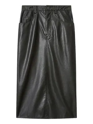 MARANT ETOILE Nilauria Faux Leather Midi Skirt - Black