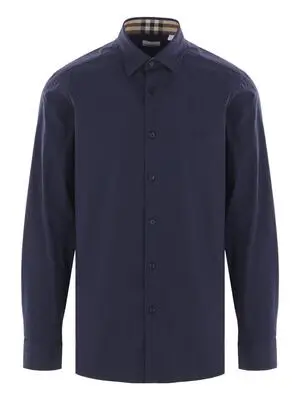 Burberry Ekd Logo Cotton Shirt - Blue