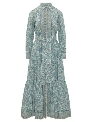 MC2 SAINT BARTH Jensen Maxi Dress With Floral Print - Blue