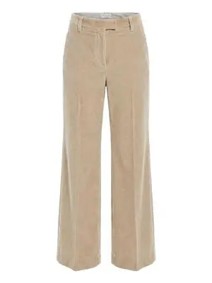 Brunello Cucinelli Cotton Velvet Straight Leg Trousers - Beige