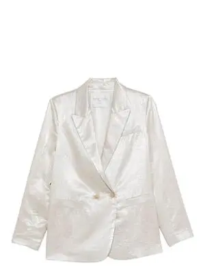 FORTE_FORTE Double-breasted Notched Lapel Jacket - Silver