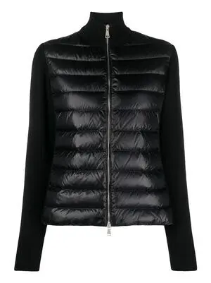 Moncler Wool And Nylon Padded Cardigan - Black