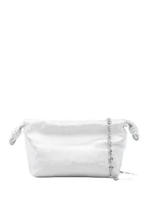Loewe Flamenco Leather Mini Clutch With Chain - Silver
