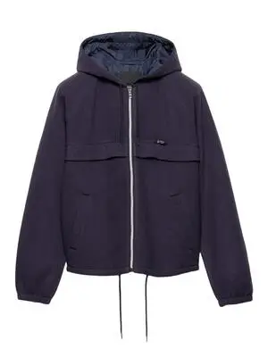 Prada Fleece Hooded Blouson Jacket - Blue