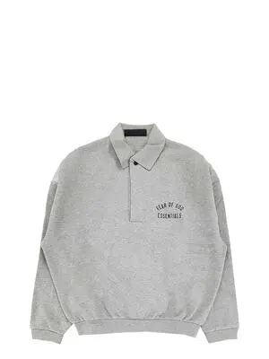 ESSENTIALS Heather Cotton Blend Sweatshirt With Logo Print - Grey