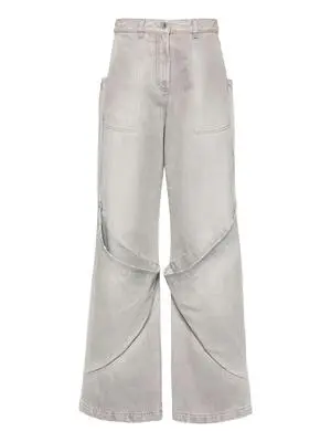 Attico Wide-leg Distressed Denim Jeans - Grey