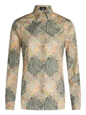 Etro Printed Cotton Shirt With Paisley Motif - Yellow