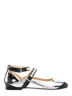 Mach & Mach Leather Bicolor Ballet Flats - Silver