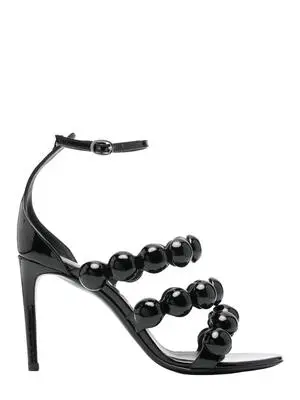 Alaïa Leather Heel Sandals With Buckle Fastening And Half-sphere Embellishments - Black