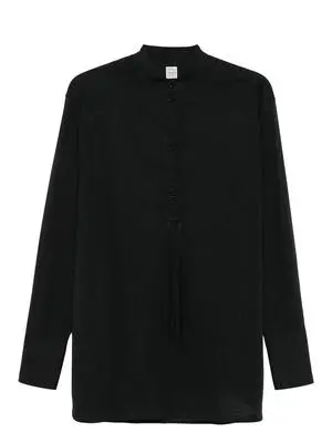 TOTEME Organic Cotton Band Collar Blouse - Black