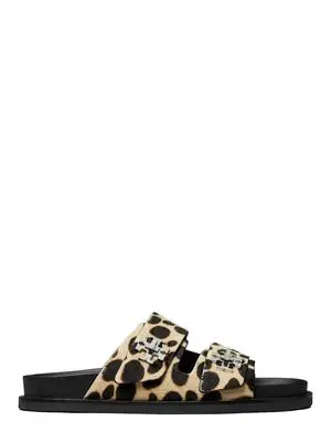 Tory Burch T-lock Leopard Print Sport Slide Sandals - Multi