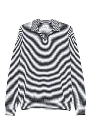 DOPPIAA Striped Long Sleeve Polo - Blue