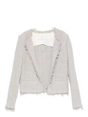 IRO PARIS Shavani Textured Cotton Jacket With Frayed Edges - Grey