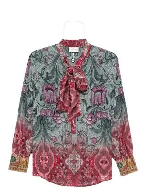 PIERRE-LOUIS MASCIA Printed Silk Shirt With Pussy Bow - Multi