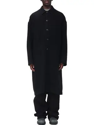 Rick Owens Single-breasted Merino Wool Long Coat - Black