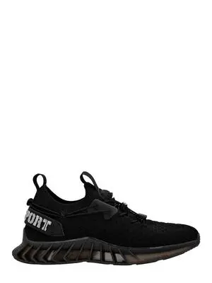 PLEIN SPORT Plein Sport Technical Knit Low-Top Sneakers With Double Pull Tab Black