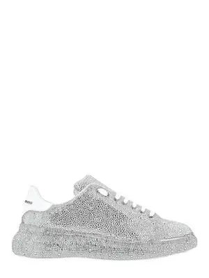 Philipp Plein Rhinestone Embellished Leather Low-top Sneakers - Silver