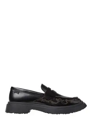 Camper Walden Loafers In Smooth Calfskin With Graphic Print And Chunky Sole - Black