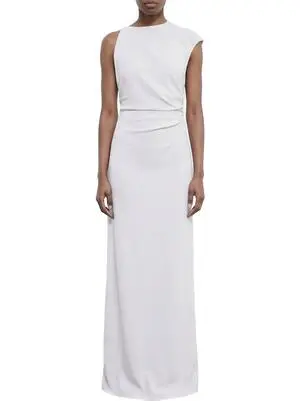 Patrizia Pepe Asymmetrical Draped Maxi Dress - Grey