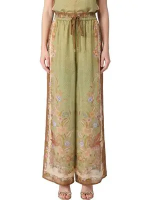 Zimmermann Indra High-waisted Silk Palazzo Trousers - Kaki