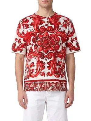 Dolce & Gabbana All-over Majolica Print Cotton Crew-neck T-shirt - Red