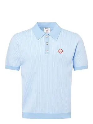 Casablanca Pinstripe Short-sleeve Cotton Polo Shirt - Blue